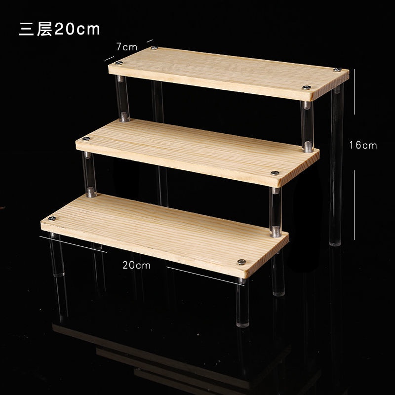 Popmart Display Acrylic Display Shelf Ladder Display Shelf Solid Wood ...