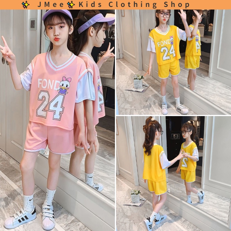 [Ready Stock] 3-14 years old Girls' suits Girls' short-sleeved suits ...