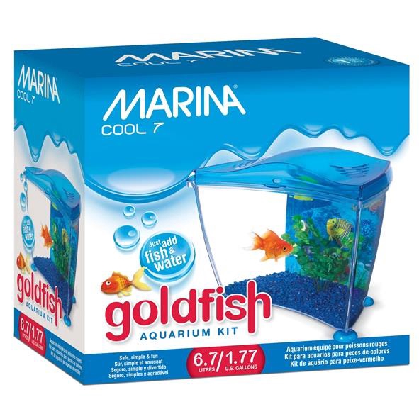 MARINA Goldfish Kit Plastic Aquarium 6.7 L (Blue Color / Pink Color ...