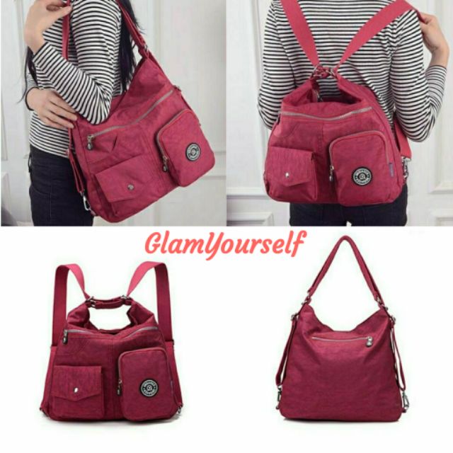 KIPLING Style Multi Pocket 2 Ways Nylon Shoulder Bag Backpack | Shopee ...