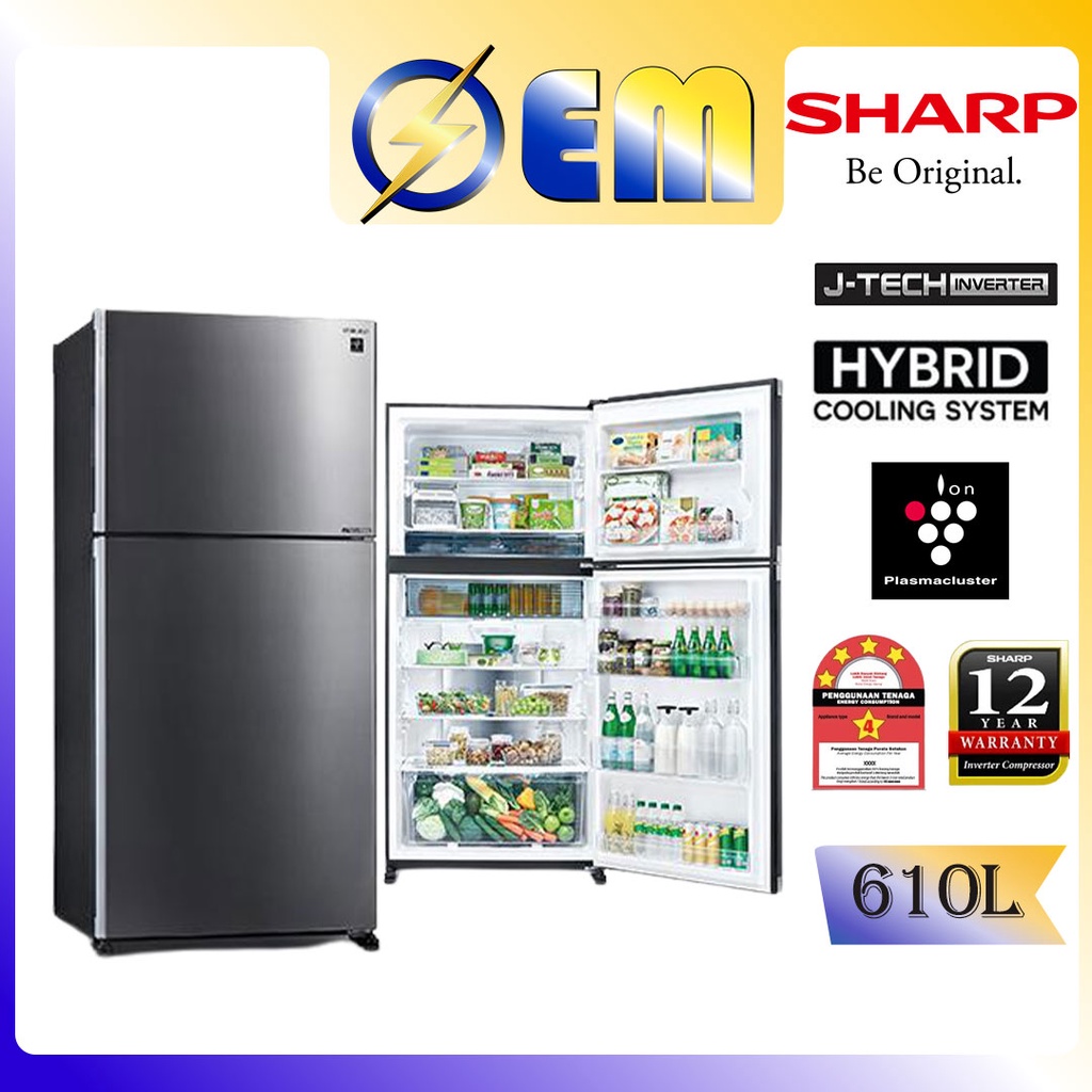 610/670/720L SHARP J-Tech Inverter 2-Door Fridge 2-Pintu Peti Sejuk ...