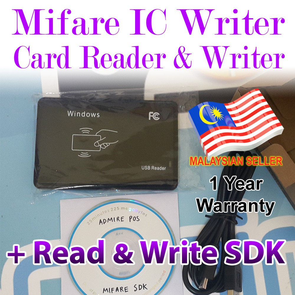 MIFARE Card Reader & Writer Encoder with SDK for Programming - RFID IC 13.56mhz | Shopee Malaysia