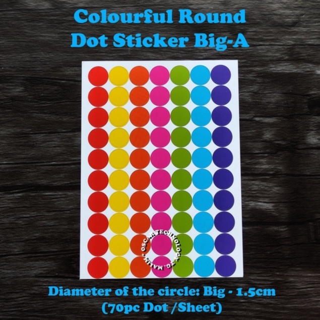 Colourful Round Dot Sticker / Rainbow Circle Dot Labels / Rectangle ...