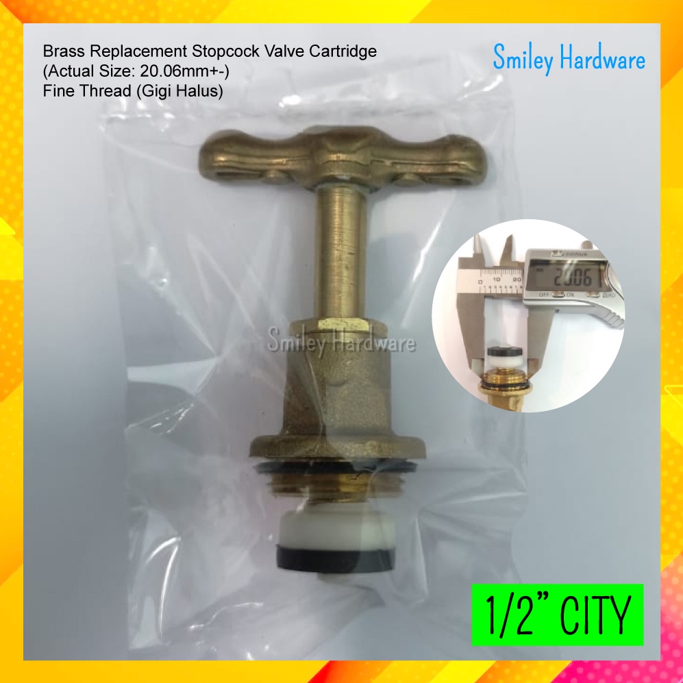 1/2" / 3/4" / 1" CITY Brass Replacement Stopcock Cartridge Valve Fine ...