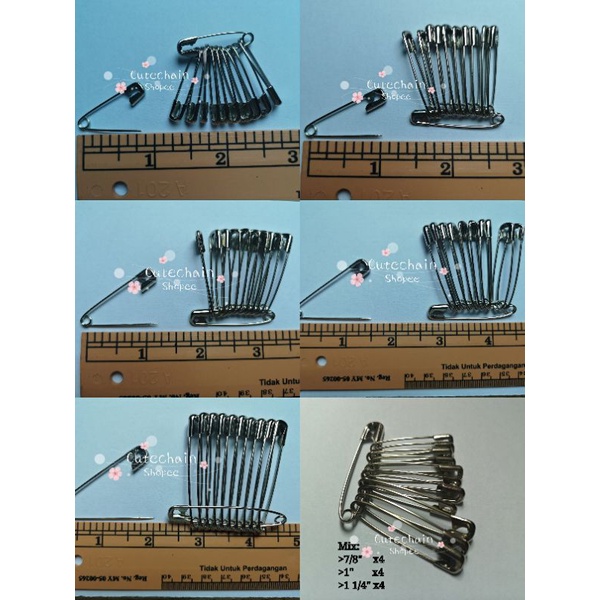 12 pcs Good Quality Safety Pin/ Pin Keselamatan 2.2 cm/2.6cm/ 3.2cm/4 ...