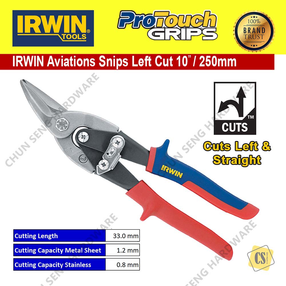IRWIN Snips Aviation LEFT and Straight Cut 10" 250mm Cutter Sheet Metal ...