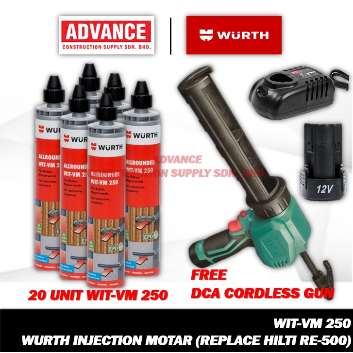 WURTH WIT-VM 250 Injection Motar ( Replace HILTI RE-500 ) ( Buy 20 Unit ...