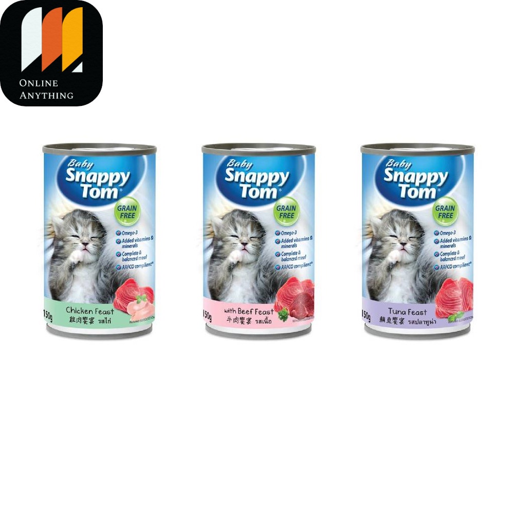 OA Baby Snappy Tom Wet Kitten Canned Food 150G Chicken Tuna Beef Feast ...