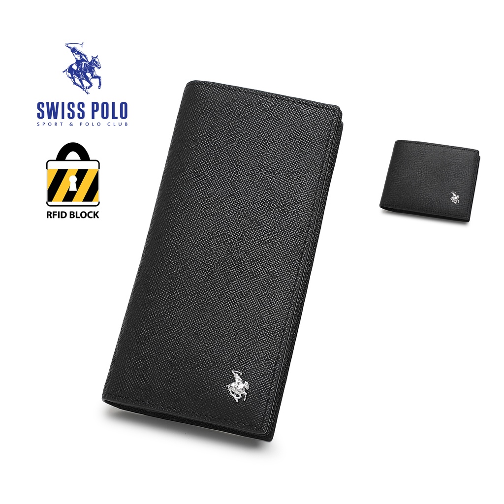 Swiss Polo Genuine Leather RFID Long & Short Wallet - Series Black SW ...