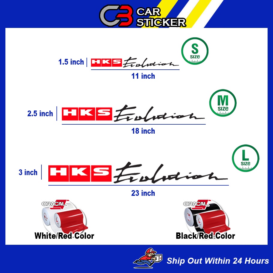 HKS EVOLUTION CAR STICKER / CS724 | Shopee Malaysia