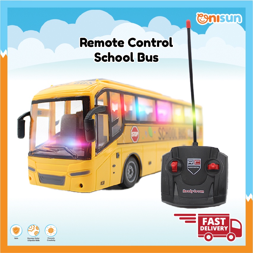 [Ready Stock] Remote Control School Bus with Lights & Sound Playset ...