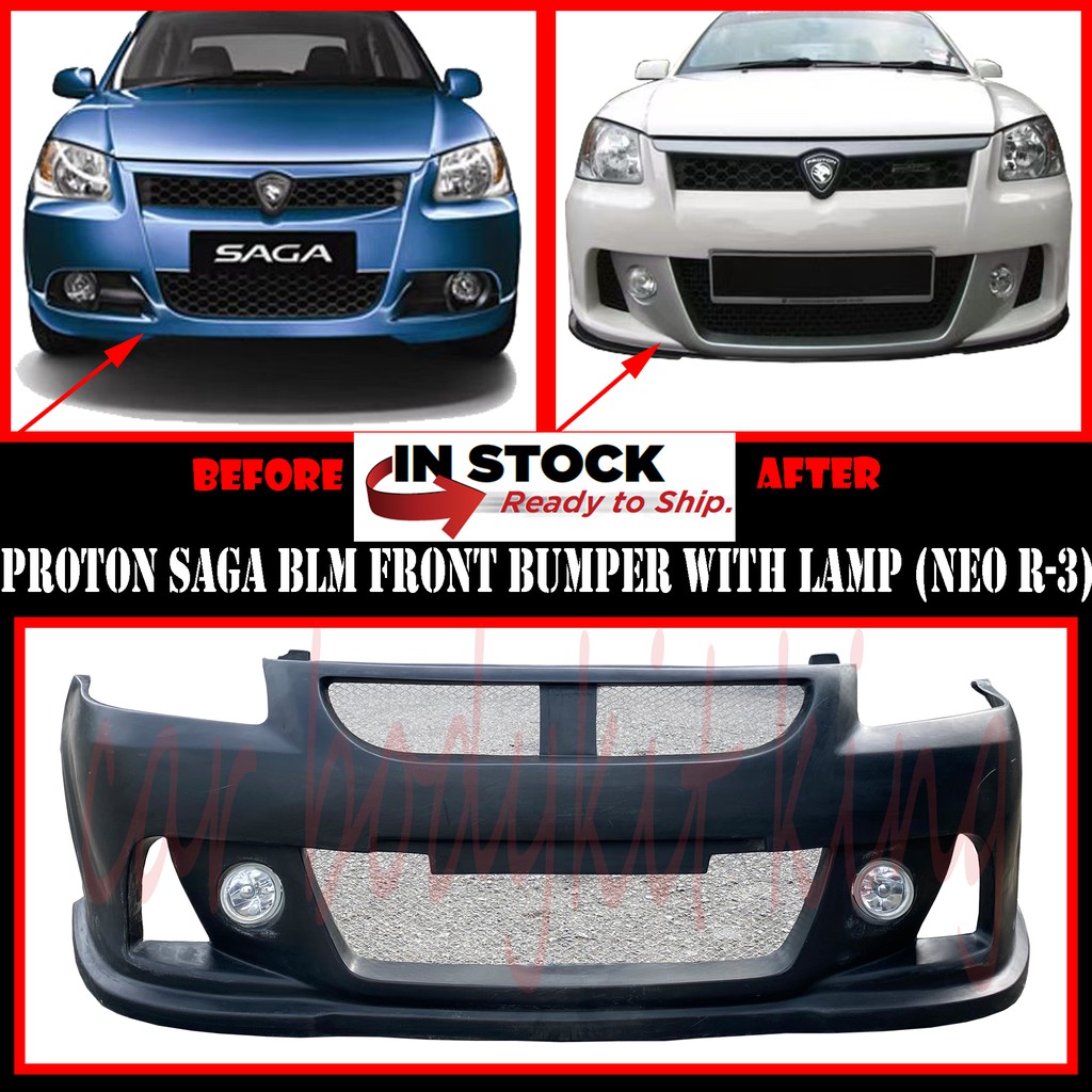PROTON SAGA BLM FRONT BUMPER WITH LAMP (NEO R-3) (PU) BODYKIT LIP ...
