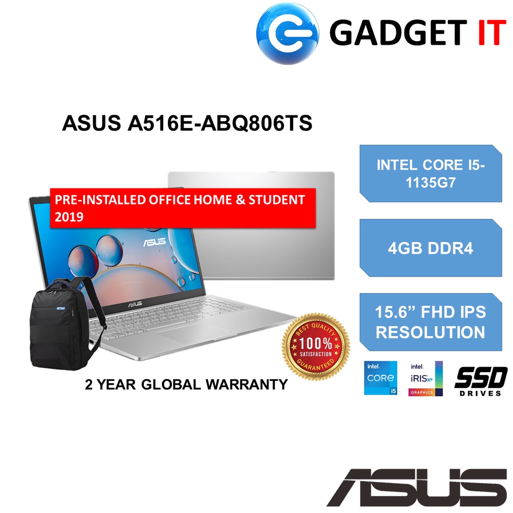 ASUS A516E-ABQ806TS / A516E-ABQ804TS LAPTOP (I5-1135G7,4GB,512GB SSD,15 ...