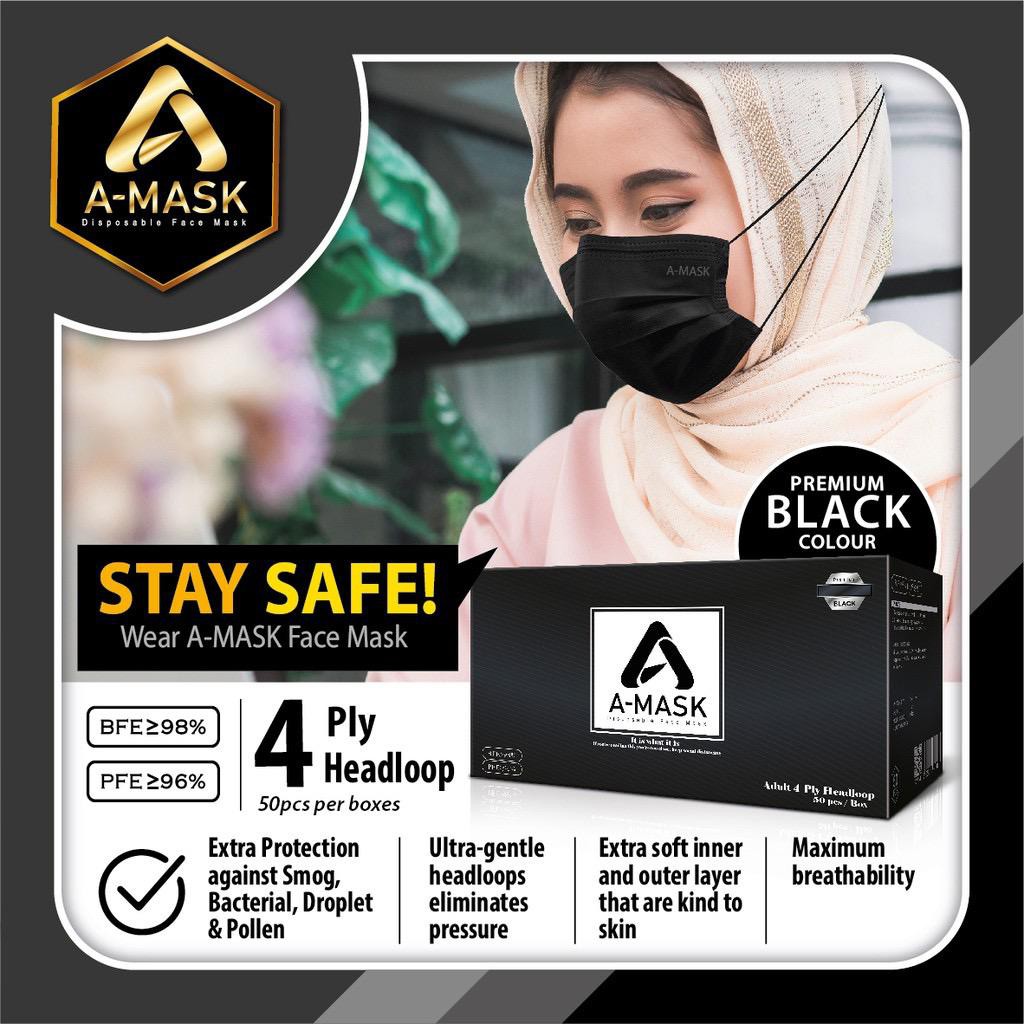 🇲🇾🔥HOTDEALS🔥A-MASK Adult Ear&HeadLoopFace Mask 3&4 PLY (Ear Loop/Head ...