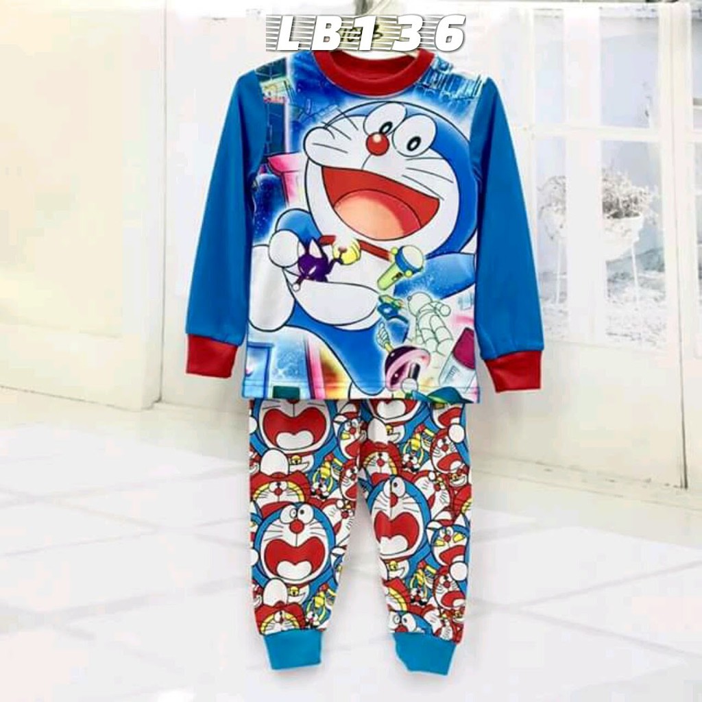 LB136 Boy Cartoon Cotton Sleepwear Pajamas Set Doraemon (2y) | Shopee ...