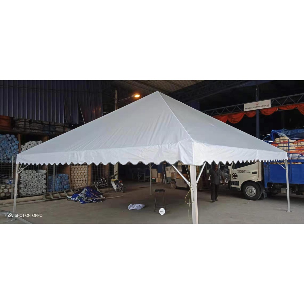 Canvas Only 20 ' x 20' Pyramid Canopy Tent White Silver PVC Tarpaulin ...