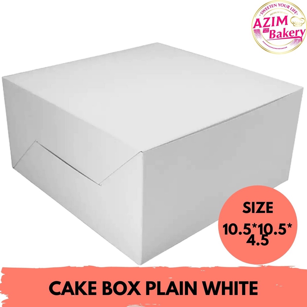 Cake Box Plain White (3pcs) 10.5x10.5x4.5 Kotak Kek Putih 6x6x4 | Kotak ...