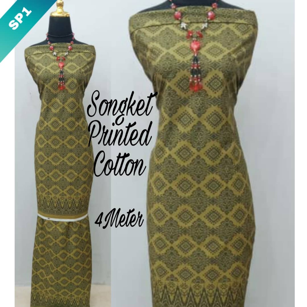 SONGKET COTTON PRINTED *COTTON LEMBUT* SONGKET BUNGA TABUR | Shopee ...
