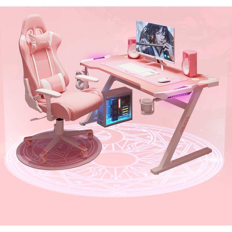 [Ready Stock] Falcon Pink Series RGB Gaming Table / PC Desk / Computer ...
