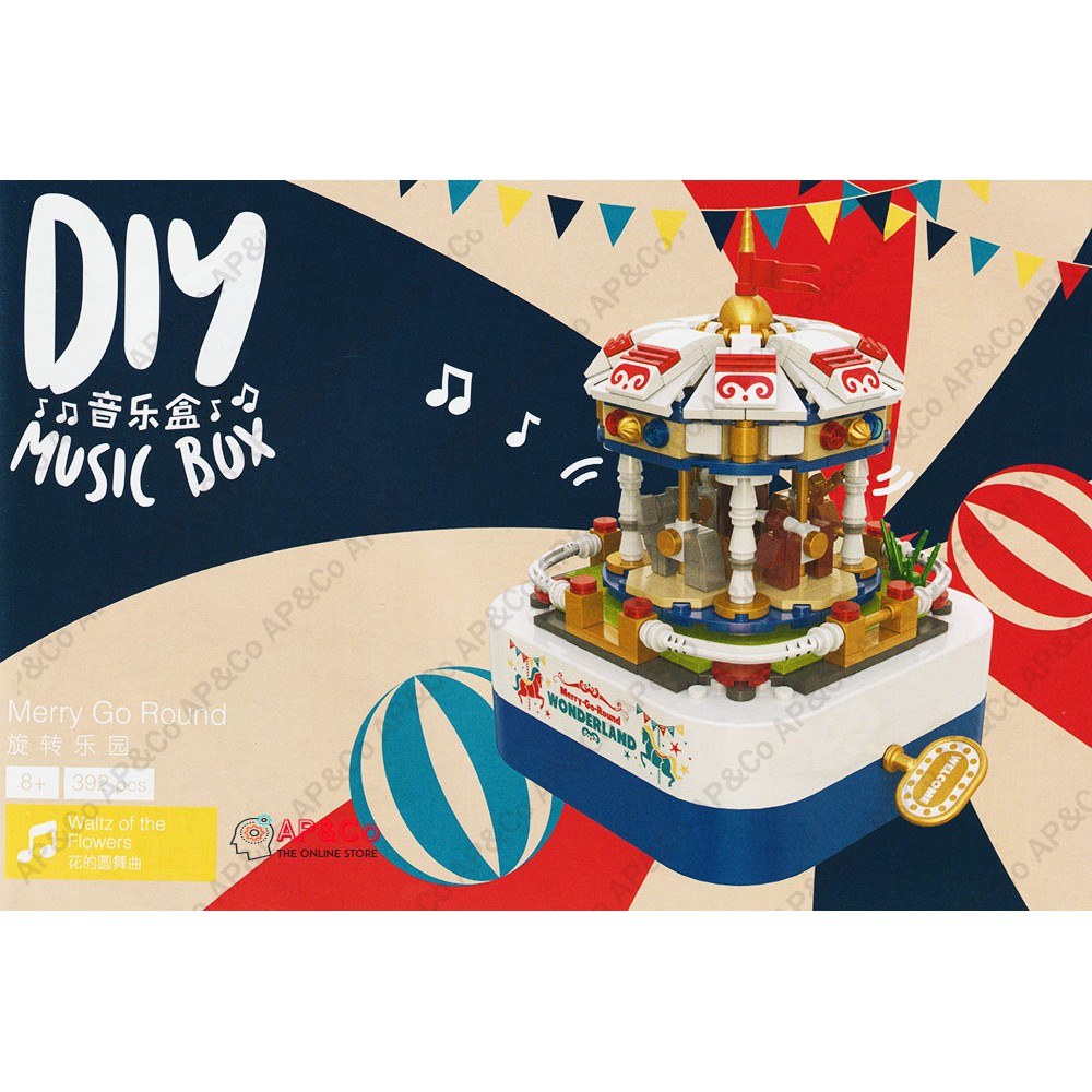 AP&Co JAKI Building Block JK1206 Merry Go Round Carousel DIY Music Box ...