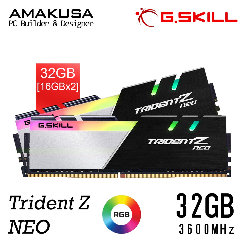 G.Skill Trident Z Neo RGB 🌈 DDR4 32GB 3600 MHz Kit of 16GBx2 Gaming ...