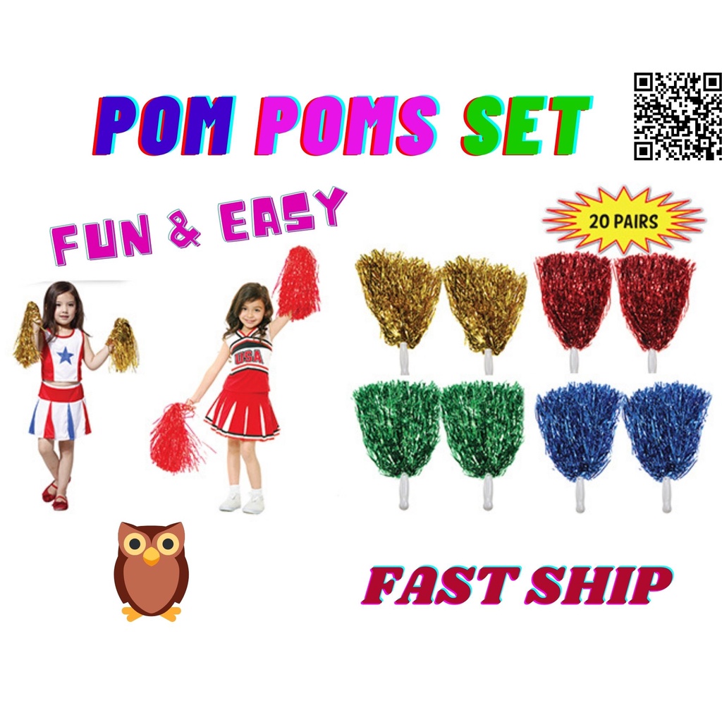 20 SET METALLIC SPARKLE POM POMS SET [READY STOCK] ALAT-ALAT SUKAN ...