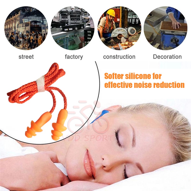 1 Pair Soft Silicone Reusable Corded Ear Plugs (with Casing) Swimming ...