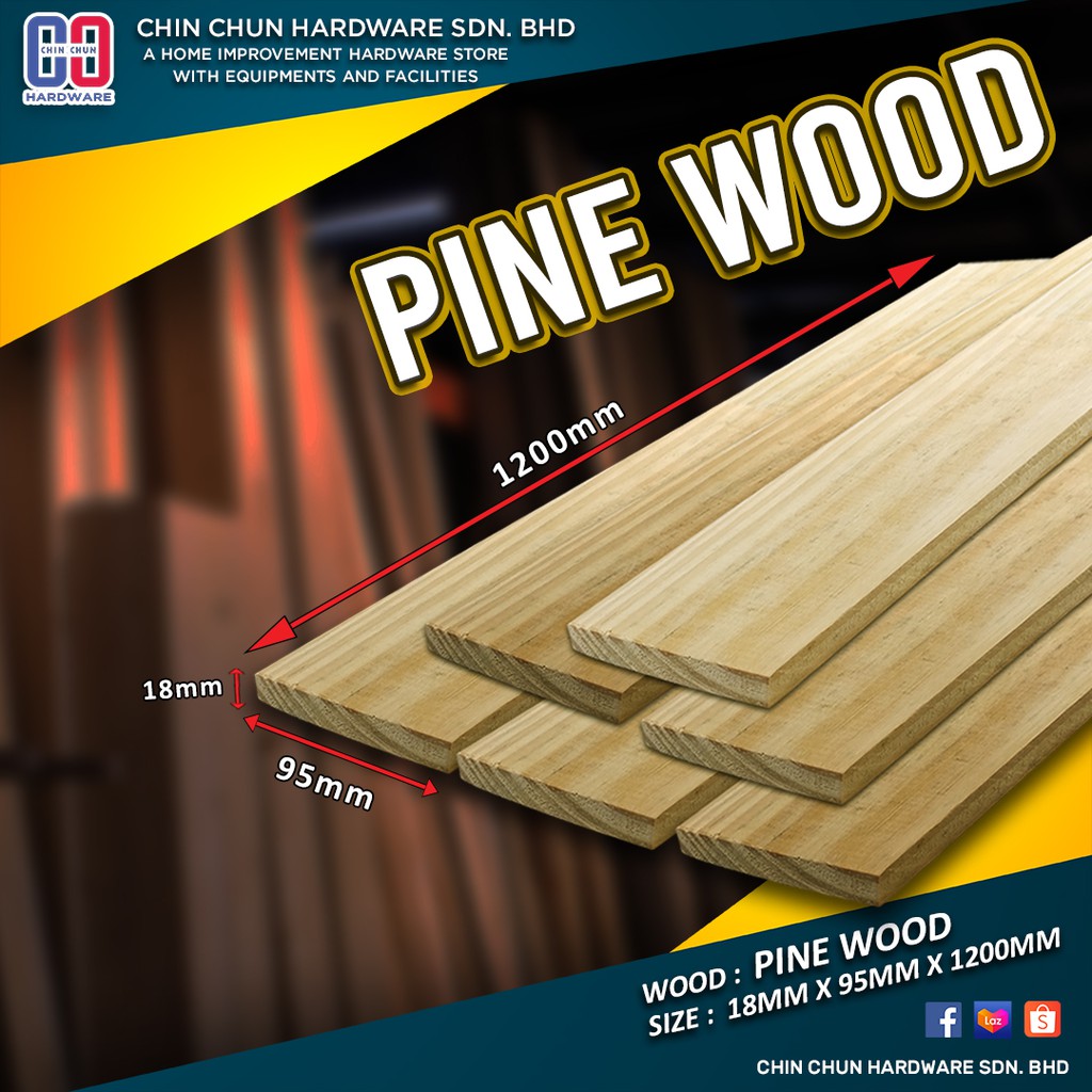 2PCS [ NEW ORIGINAL & PLAIN ] 18 x 95 x 1200mm PINE WOOD | PLANK ...