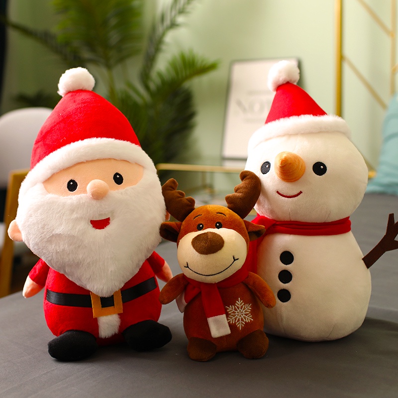 In stock Super cute and soft Santa / snowman / moose plush toy Father ...