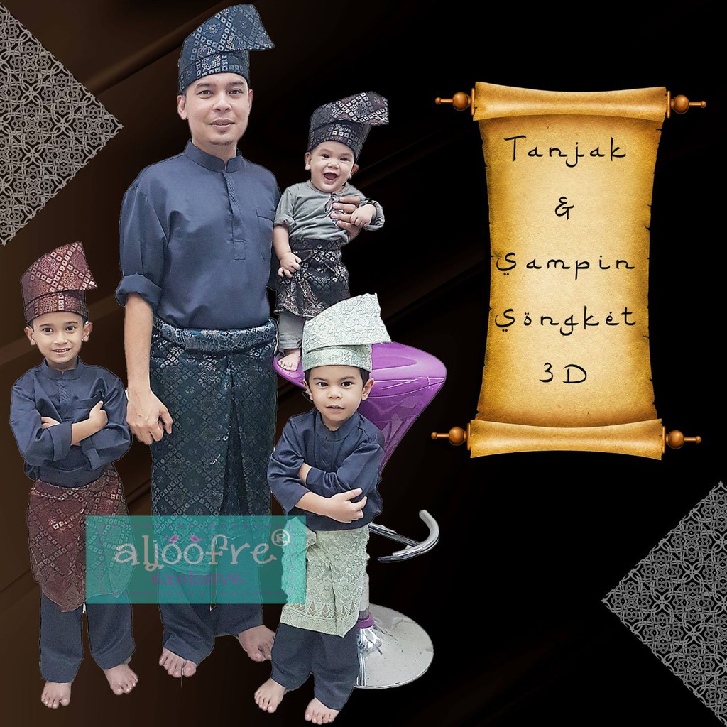 njak dan Sampin Songket Budak dan Dewasa, tengkolok, setanjak instant ...