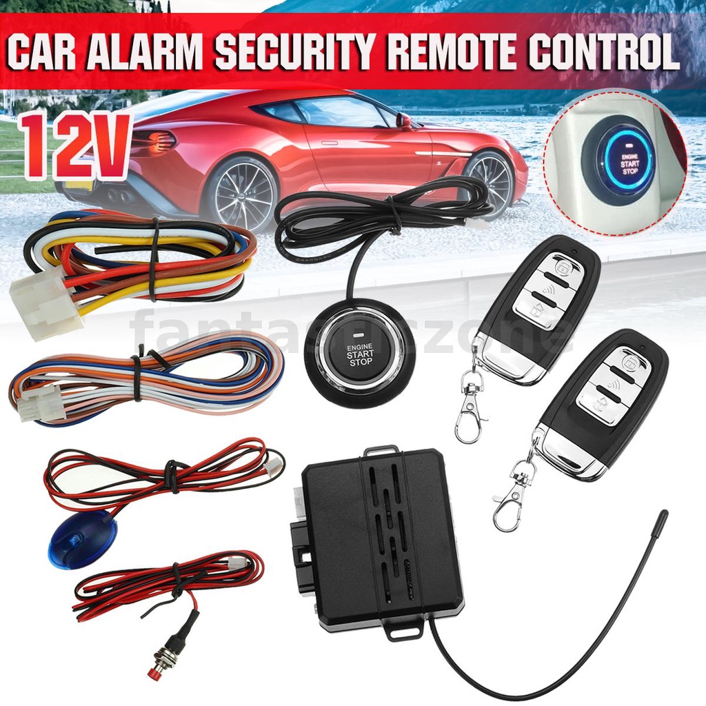 Car Alarm Security Ignition Remote Control Engine Start Push Button ...
