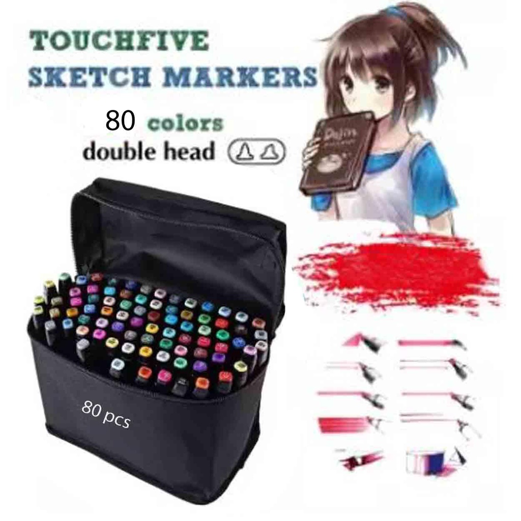 Twin Tip Pen Marker Set Dual Head Oily Alcoholic Sketch Markers ...