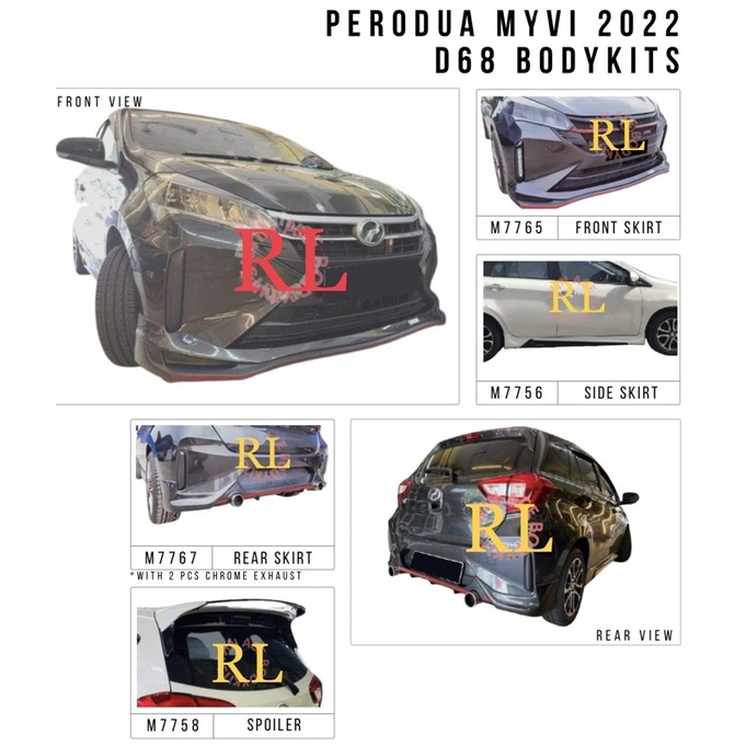 Perodua Myvi 2022 Drive 68 bodykit body kit front side rear skirt lip ...