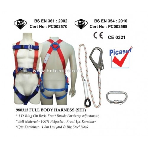 PICASAF Safety Harness Full Body Set c/w Karabiner, Lanyard & Big Hook 980313 | Shopee Malaysia
