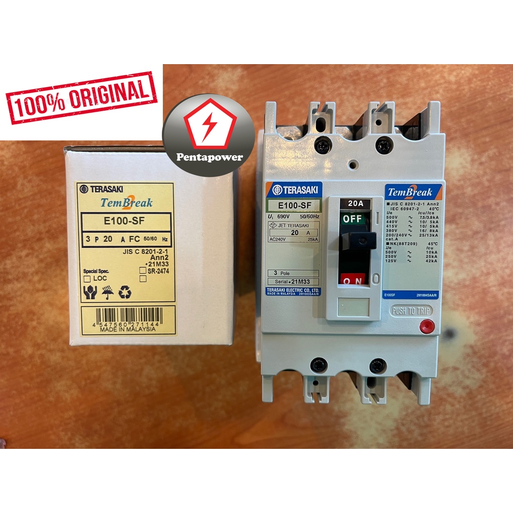 TERASAKI E100SF 20A 3P 10KA MCCB E100SF20A | Shopee Malaysia