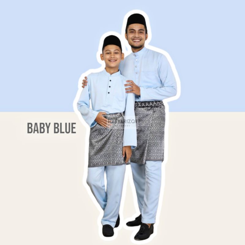 [Baby Blue] BM Rafid Pearl Skin | Baju Melayu Raya Baby Blue | Baju ...
