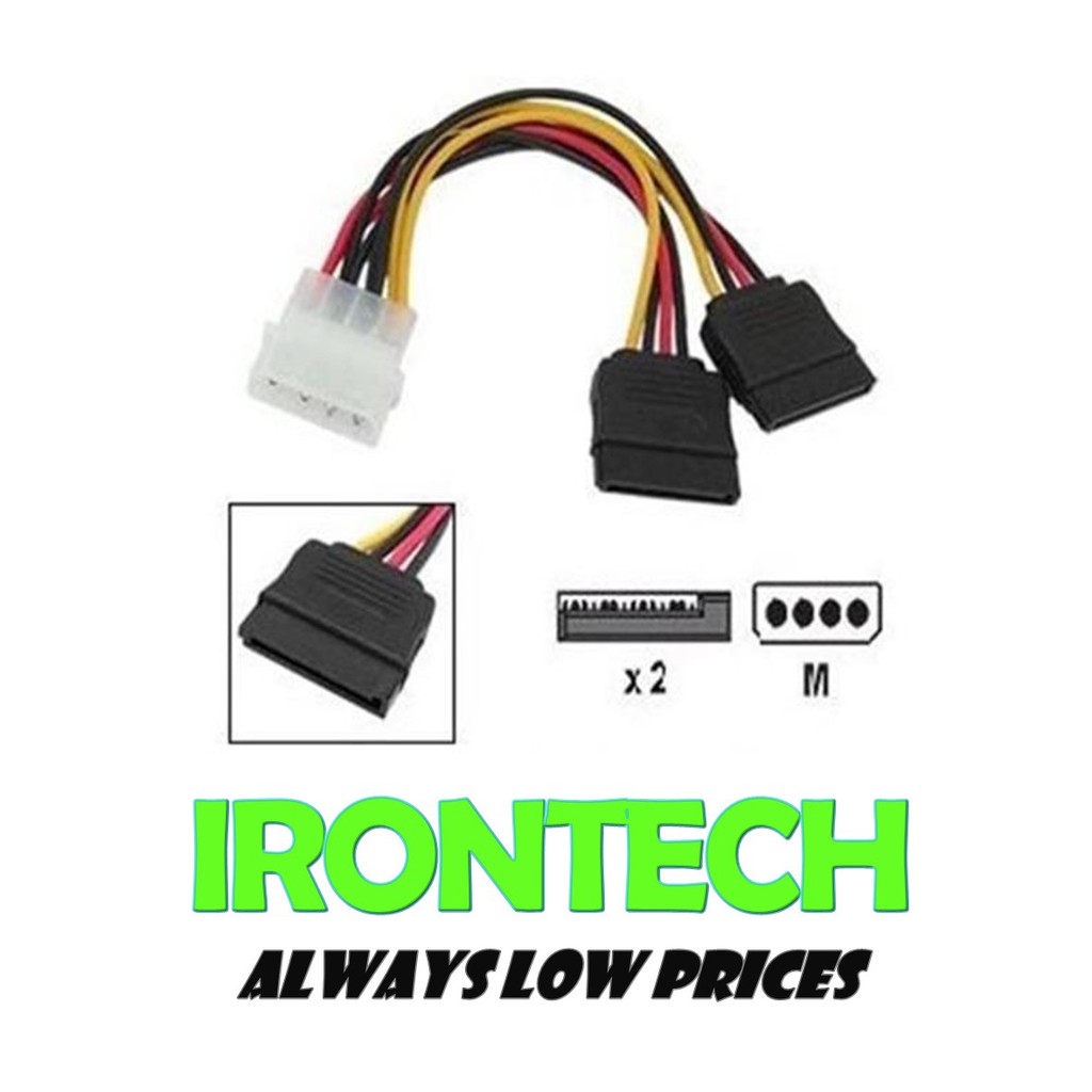 4PIN MOLEX IDE MALE TO 2 DUAL SATA FEMALE POWER Y SPLITTER CABLE ...