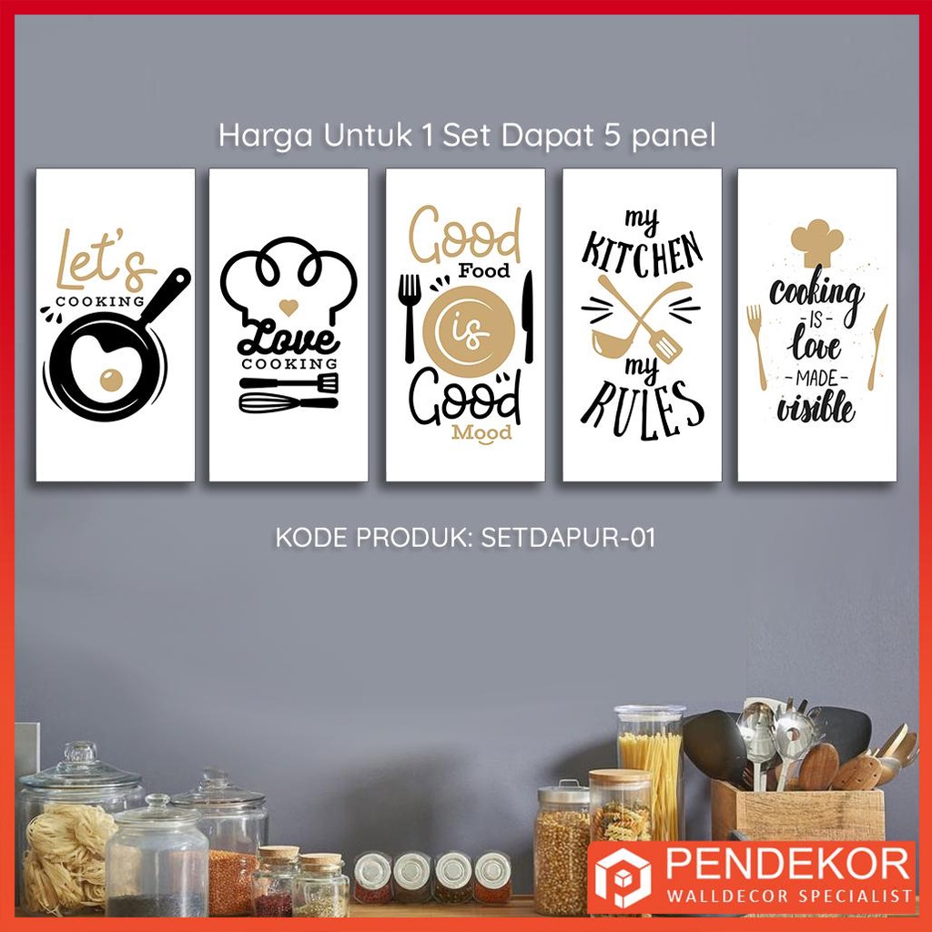 HIASAN DINDING Kitchen Wall Decoration Set Gets 5 Wall Display Panels ...