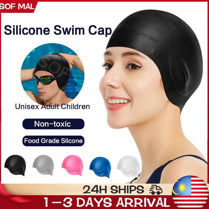 Unisex Adult Children Silicone Swim Cap Swimming Hat High Elasticity ...