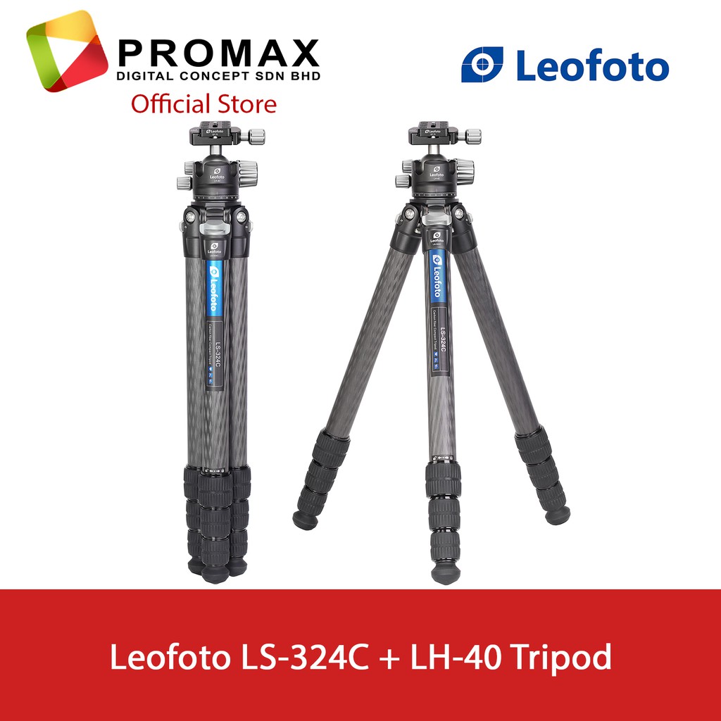Leofoto LS324C + LH40 Ranger Series LS-324C+LH-40 Professional Carbon Fiber Tripod | Shopee Malaysia