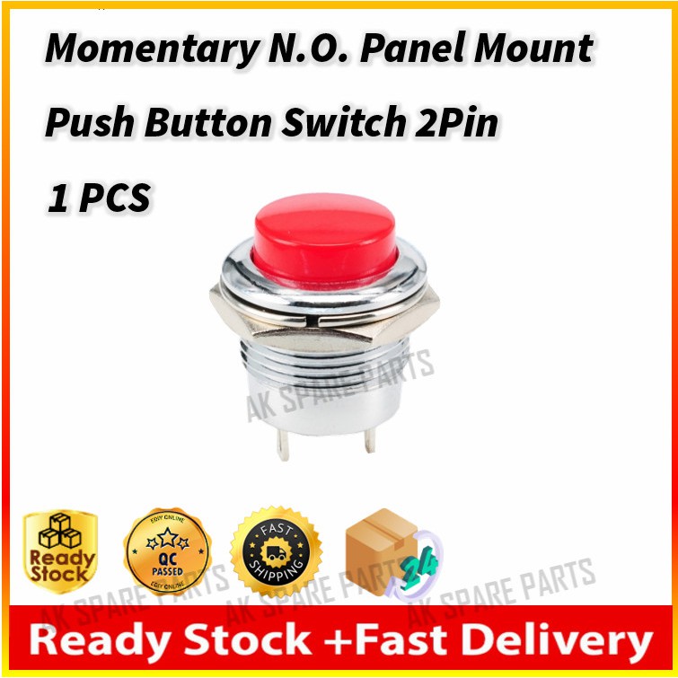 Momentary N.O. Panel Mount Push Button Switch 2Pin | Shopee Malaysia