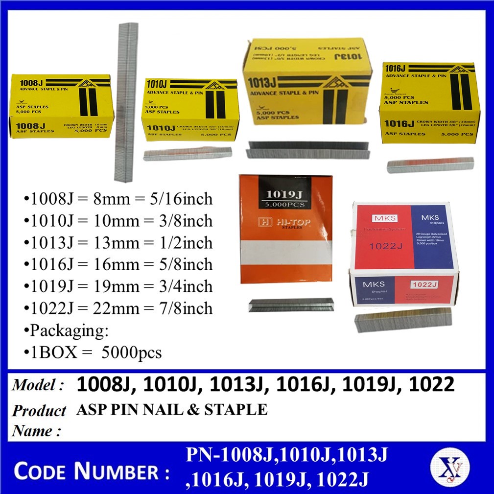 PN- 1008J, 1010J, 1013J, 1016J, 1019J,1022J EVERY SIZE 5000PCS ASP PIN ...