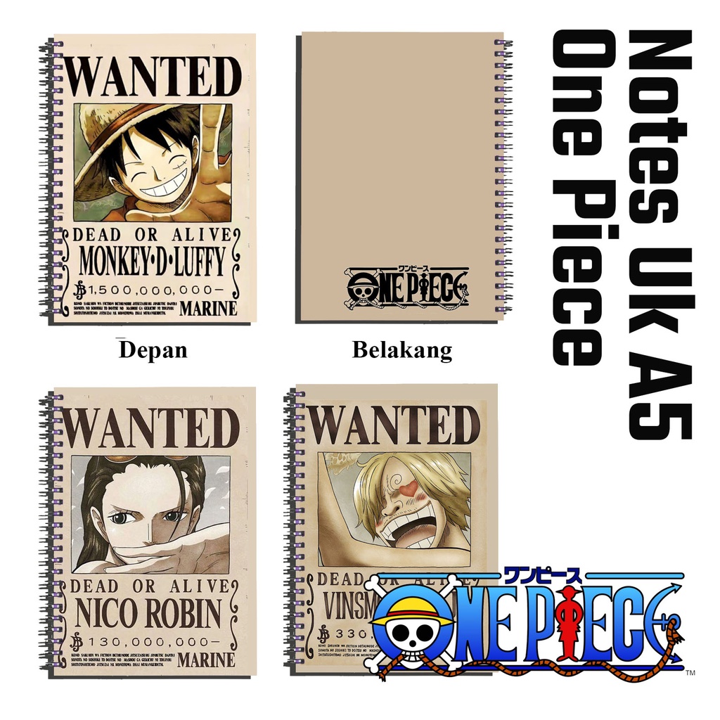 Notebook / notebook / anime blocknote One Piece Wanted bouty full color ...