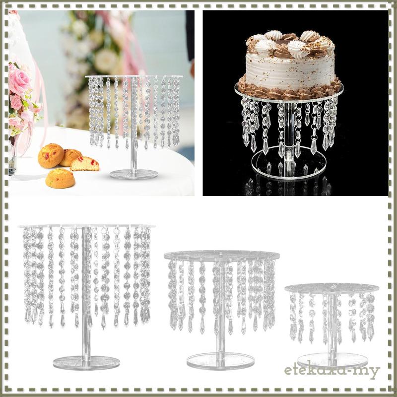 [EtekaxaMY] Round Pedestal Cake Serving Stand with Crystal Pendants ...