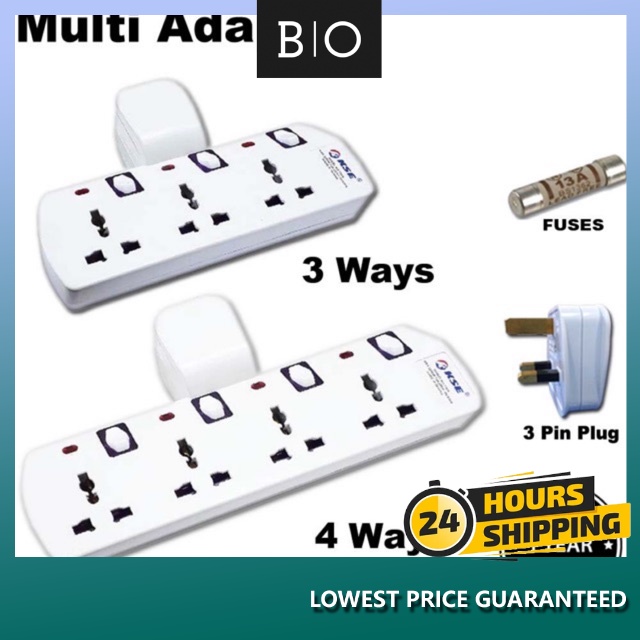 READY STOCK KSE 3 Way Universal Multi Adapter Extension Plug 3 GANG 4 ...