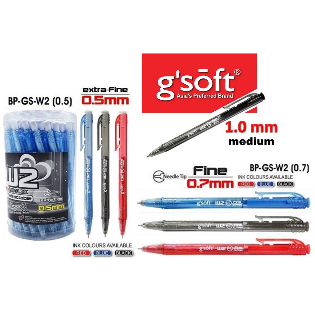 Gsoft W2 Ball Pen Semi Gel Pen (Pen mata bulat) Writing Office ...