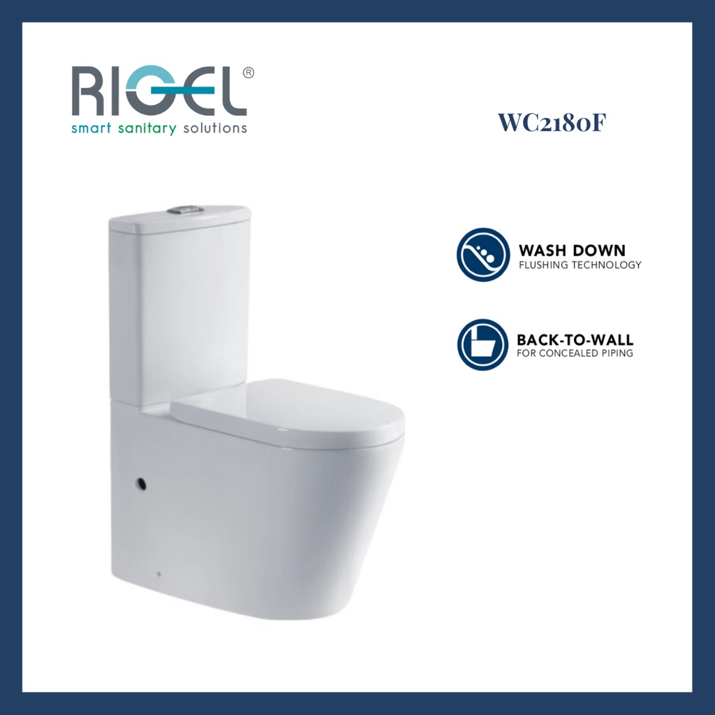 RIGEL Ceramic Bathroom / Toilet Closed Coupled Water Closet WC2180F ...