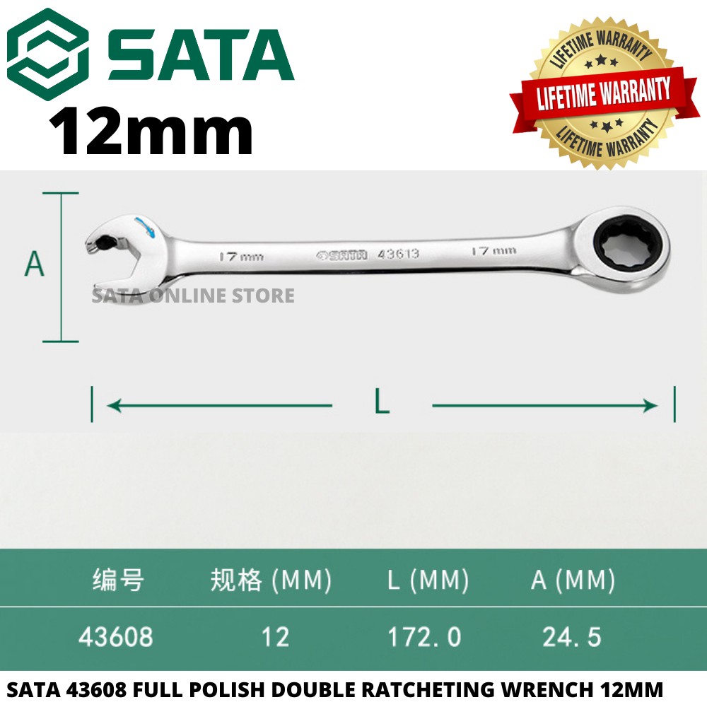 SATA FULL POLISH DOUBLE RATCHETING WRENCH / SPANNAR RATCHET / SPANNAR ...