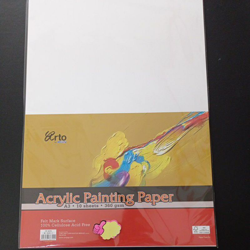 A3 ACRYLIC PAINTING PAPER 360GSM 10'S/KERTAS LUKISAN WARNA AKRILIK ...