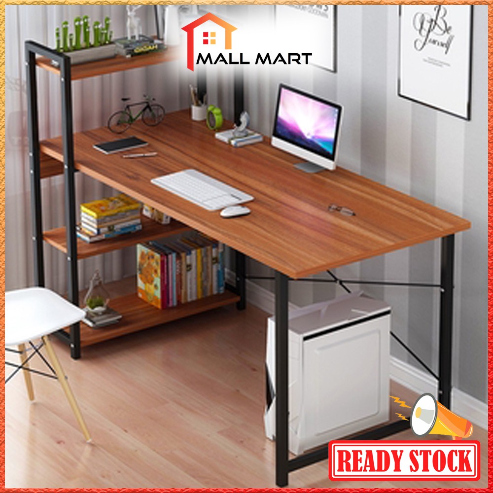 MallMart MB2731-C Study Deck Writing Desk Office Table With Book Shelf ...